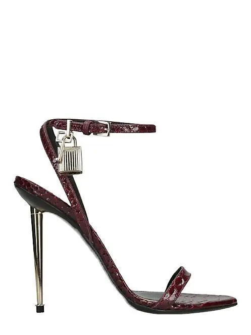 TOM FORD Padlock 105 Leather Heeled Sandals - Red/dark