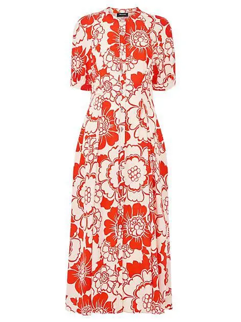 Whistles Floral-print Woven Midi Dress - Multi-coloured
