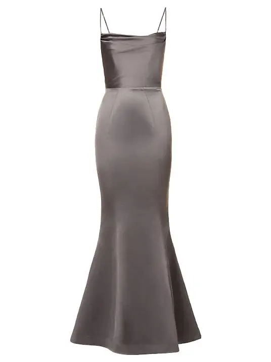 House Of Cb Violette Fishtail-hem Maxi Dress - Shadow