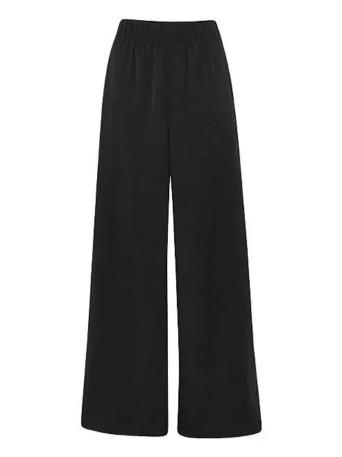 Whistles Straight-leg Pintuck Stretch-satin Trousers - Black
