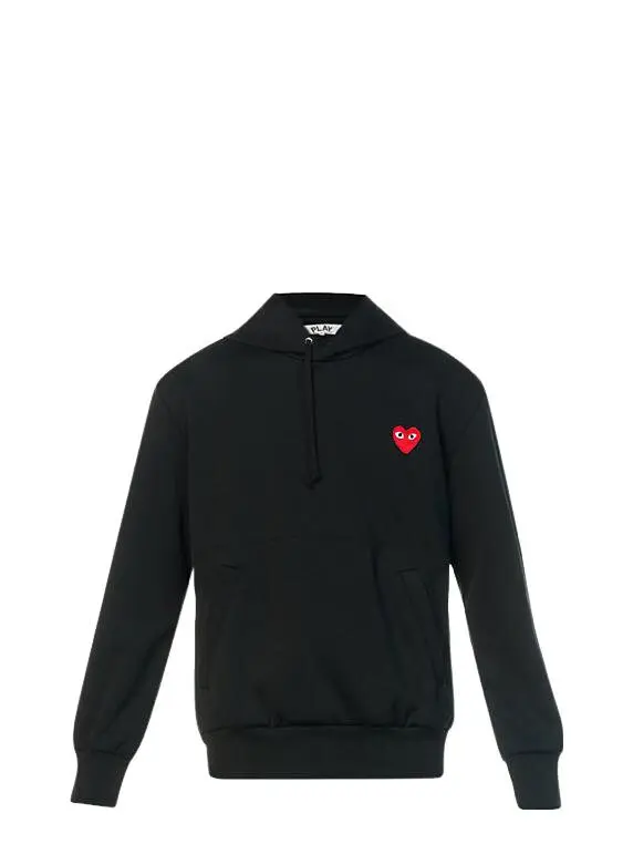 Play Comme Des Garcon Heart-appliquéd Stretch Hoodie - Black