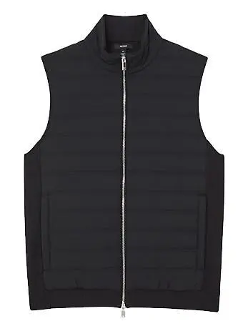 REISS Funnel-neck Quilted Gilet - Navy