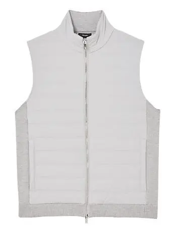 REISS Funnel-neck Quilted Gilet - Soft Grey