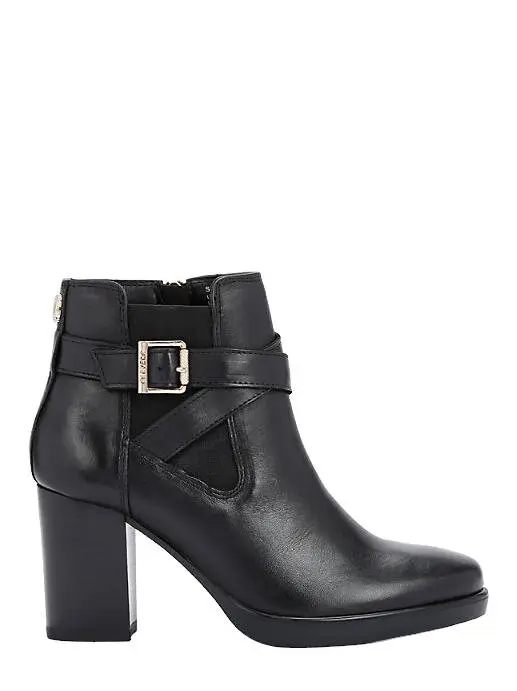 Carvela Leather Ankle Boots With Buckle Detail - Black