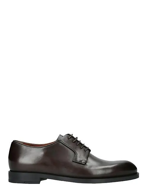 Zegna Classic Leather Derby Shoes - Dark Brown