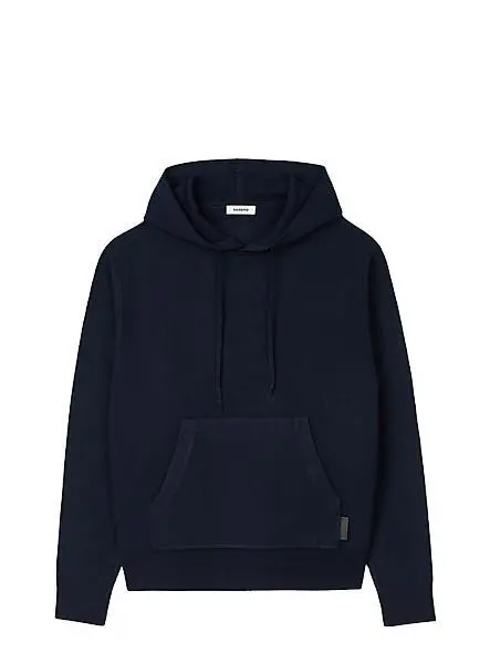 Sandro Stretch-woven Hoodie With Logo Patch - Bleus