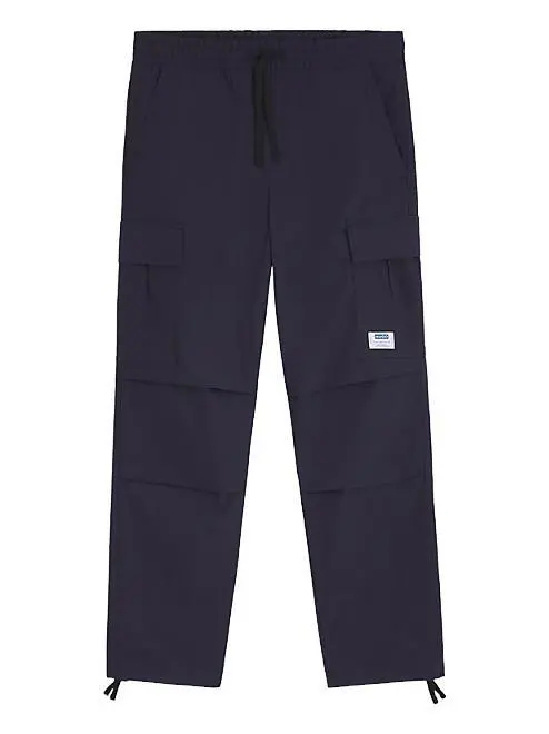 Hugo Logo-patch Elasticated-waist Cargo Trousers - Navy
