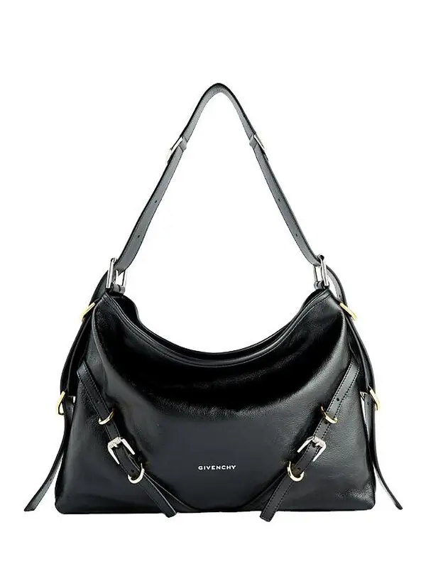 Givenchy Voyou Medium Leather Shoulder Bag - Black