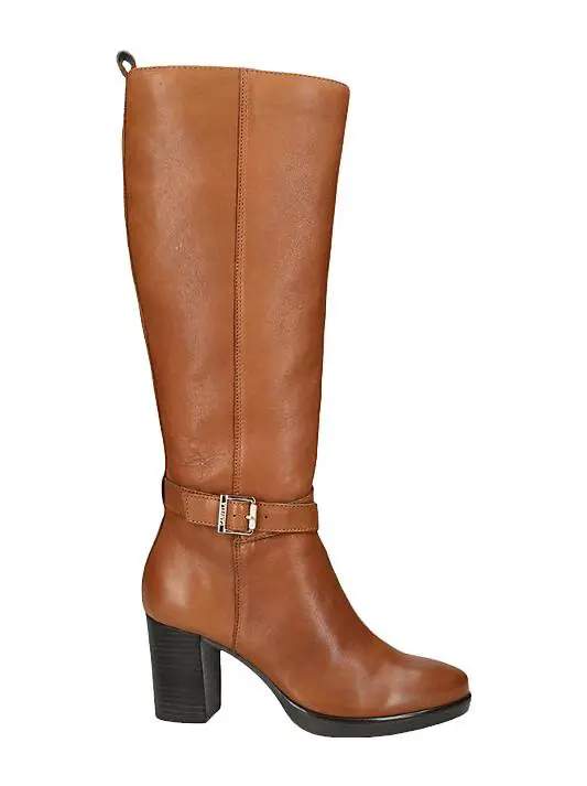 Carvela Leather Knee-high Boots With Buckle Embellishment - Tan