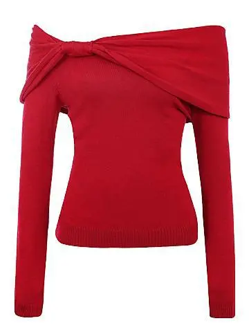 House Of Cb Off-shoulder Knitted Jumper - Red