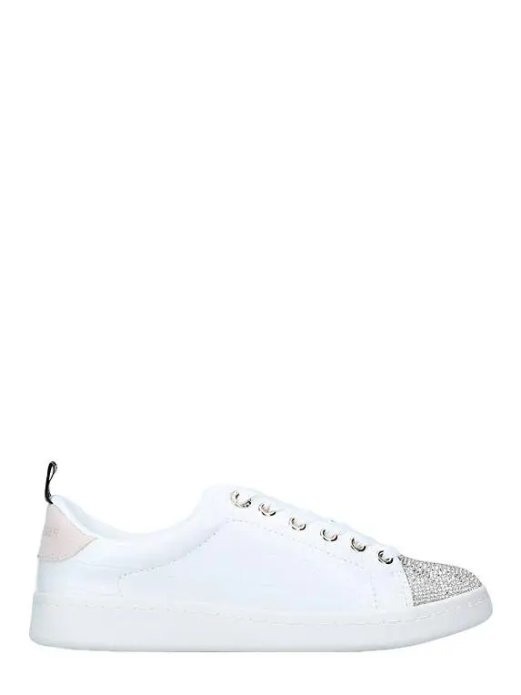 Kurt Geiger Liza Logo-embossed Low-top Faux-leather Trainers - Silver