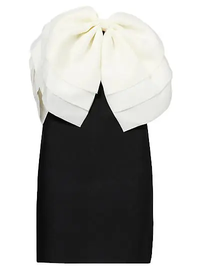 AMY LYNN Bow-embellished Knitted Mini Dress - Mono