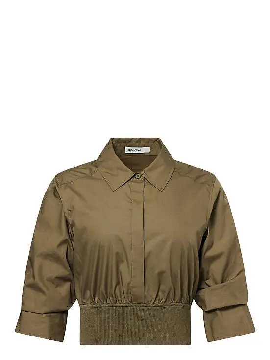 Simkhai Stiles Cropped Cotton Shirt - Fern