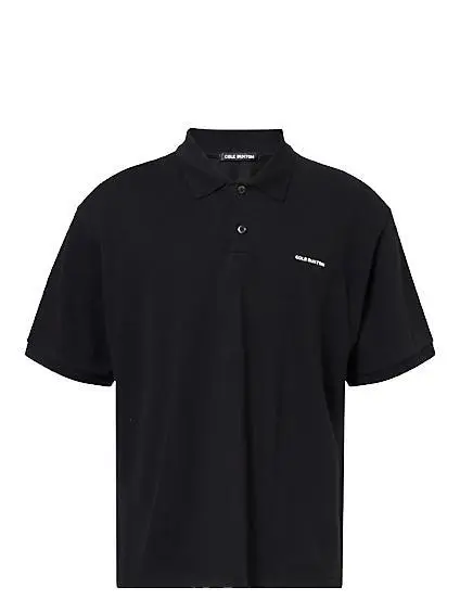 COLE BUXTON Mini Logo Short-sleeves Stretch-cotton Piqué Polo Shirt - Black