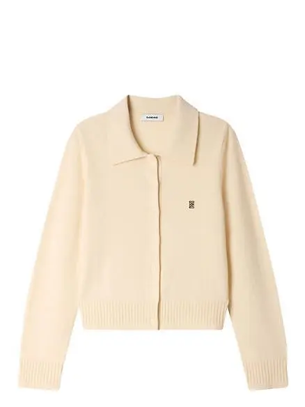 Sandro Fine-knit Wool And Cashmere Cardigan - Vanilla