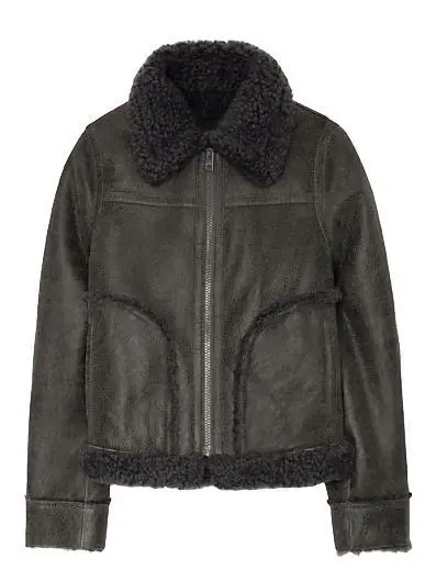 Zadig&Voltaire Regular-fit Shearling And Leather Jacket - Anthracite