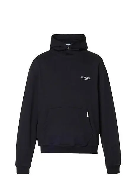 REPRESENT Owners' Club Graphic-print Relaxed-fit Cotton-jersey Hoodie - Black