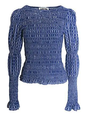 AMY LYNN Checked Cotton Top - Blue