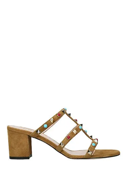 Valentino Garavani Rockstud 60 Suede Heeled Mules - Mult/other