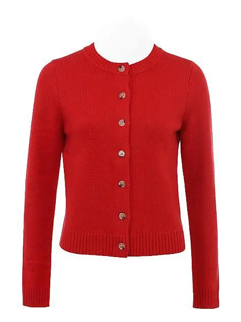 House Of Cb Round-neck Cashmere And Merino Wool-blend Cardigan - Red