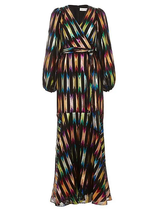 PHASE EIGHT Ellia Petite Graphic-print Metallic Maxi Dress - Multi