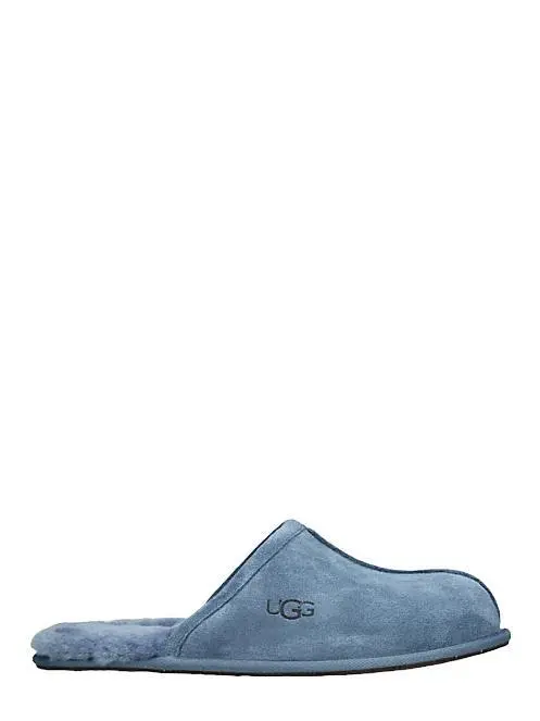 UGG Branded Suede And Shearling Slippers - Blue