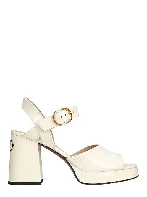 Valentino Garavani Fawcette 100 Patent Leather Sandals - Bone