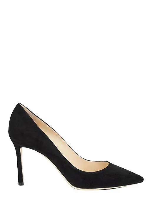 JIMMY CHOO Romy 85 Suede Pointed Toe Stiletto Pumps - Black