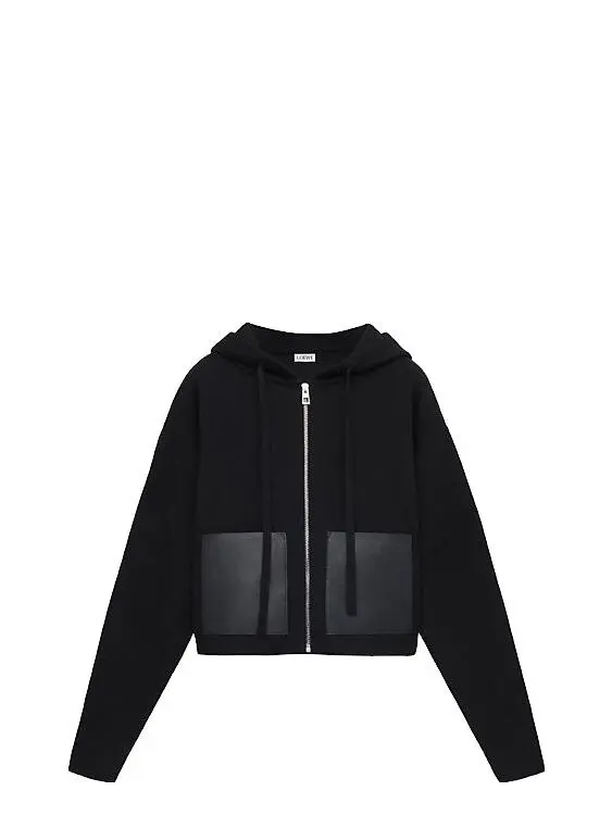 Loewe Hooded Patch-pocket Wool-blend Hoodie - Black