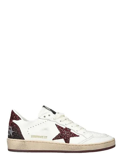GOLDEN GOOSE Ball Star Leather Low-top Trainers - White/red