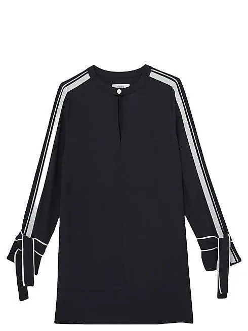 REISS Tammy Contrast-tipped Woven Mini Dress - Navy