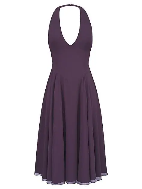 House Of Cb Solada Halter Georgette Woven Sundress - Grape