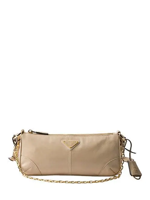 Prada Re-edition 2002 Medium Leather Shoulder Bag - Neutral