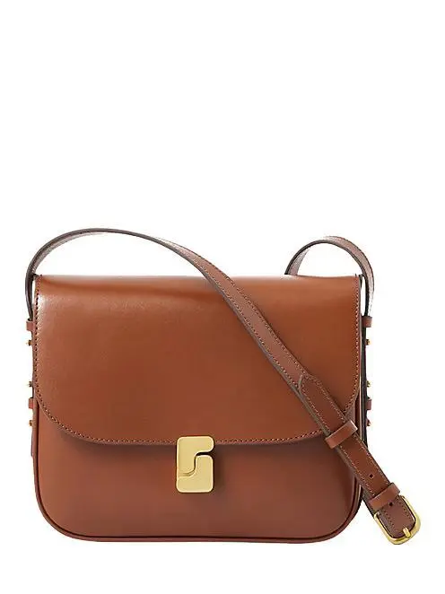 Soeur Mini Leather Cross-body Bag With Branded Buckle - Hazelnut