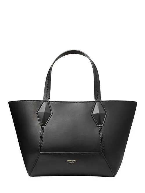 JIMMY CHOO Diamond Logo-embossed Leather Tote Bag - Black