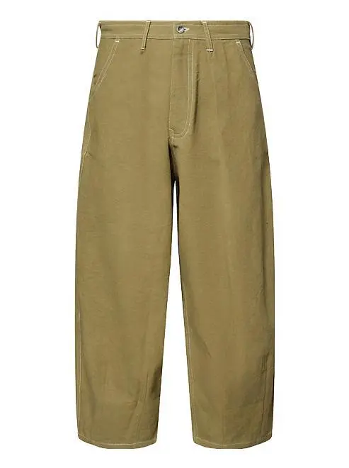 STORY MFG. Lush Pleated Wide-leg Denim Jeans - Olive