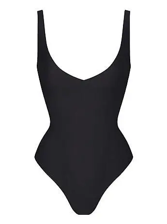 SKIMS Plunge-neck Thong Bodysuit - Onyx