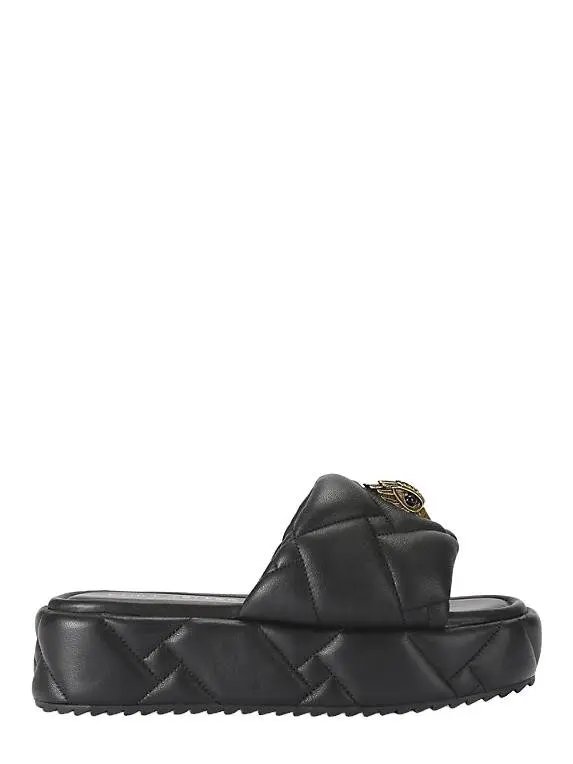Kurt Geiger Kensington Eagle-embellished Leather Flatform Sandals - Black