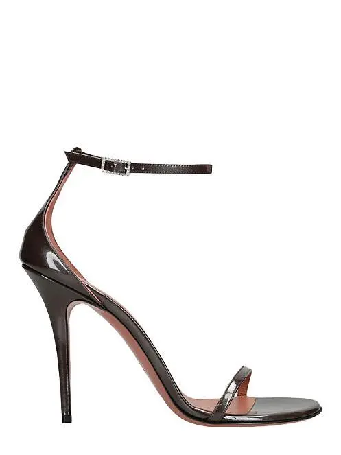 Amina Muaddi Barbara 105 Patent-leather Heeled Sandals - Brown