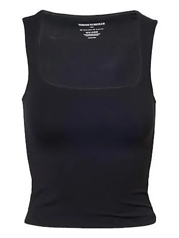 THE COUTURE CLUB Sculpt Scoop-neck Stretch-woven Top - Black