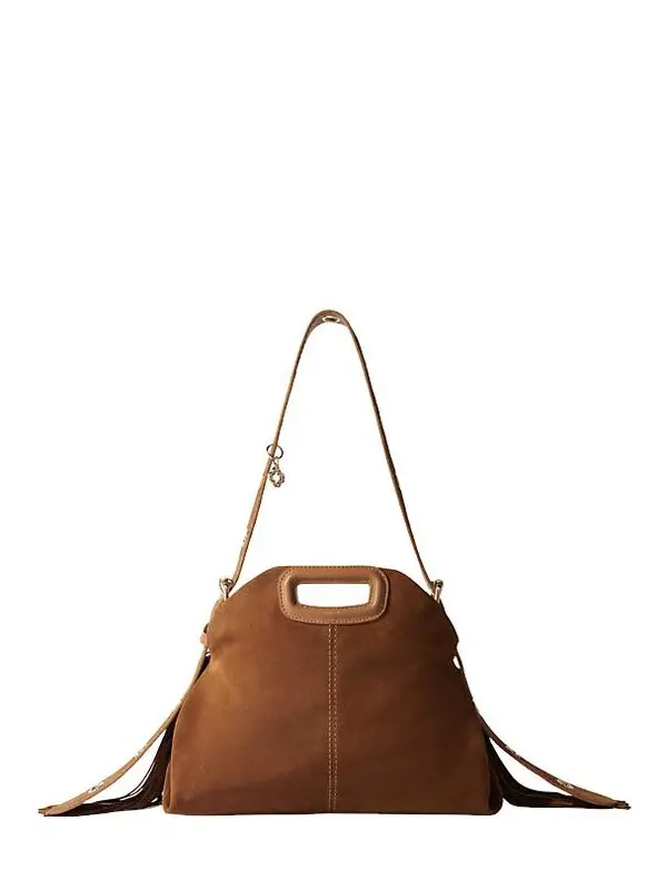 Maje Suede Shoulder Bag With Tassel Embellishment - Bruns