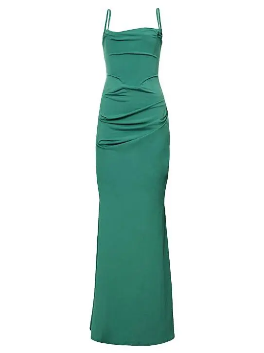 House Of Cb Milena Sleeveless Stretch-crepe Maxi Dress - Forest