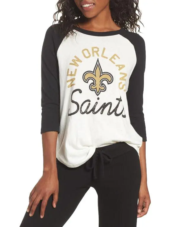 Junk Food Nfl New Orleans Saints Raglan Tee - Sugar/true Black