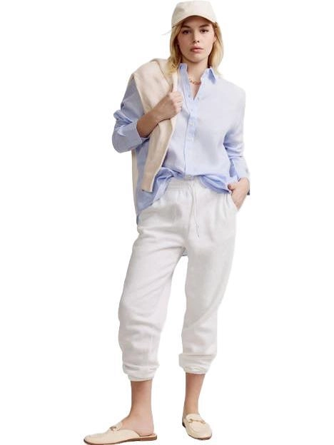 The Shirt By Rochelle Behrens Washed Linen Shirt With No Gape® Technology - Light Blue