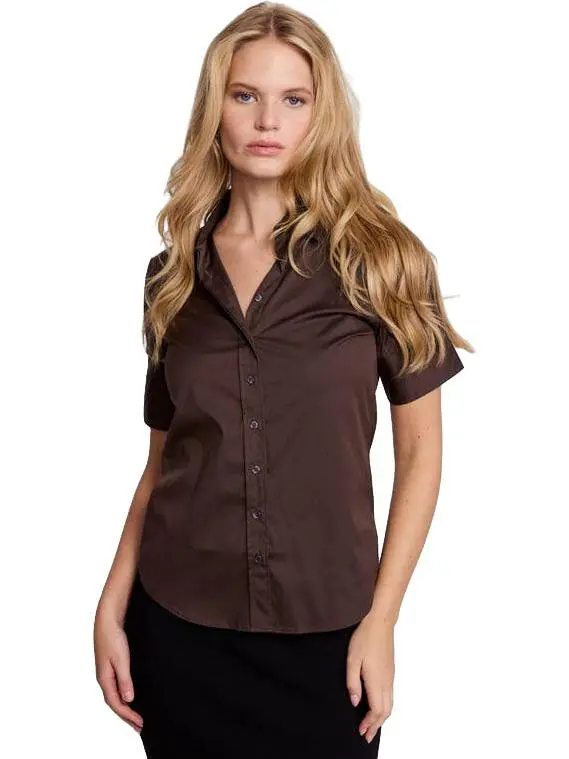 The Shirt By Rochelle Behrens Fitted Shirt - Brown