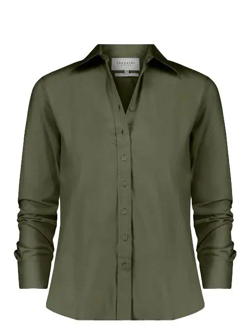 The Shirt By Rochelle Behrens The Boyfriend Shirt - Olive