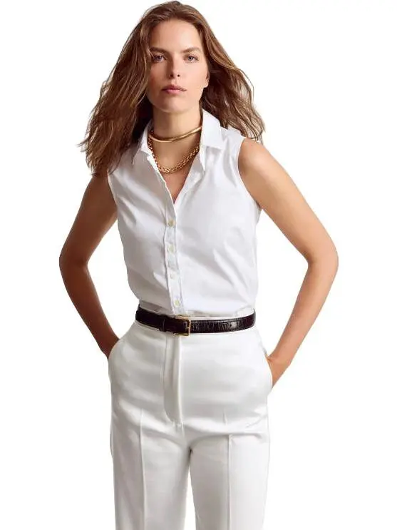 The Shirt By Rochelle Behrens The Sleeveless Shirt - White