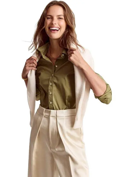 The Shirt By Rochelle Behrens The Icon Fitted Shirt - Olive