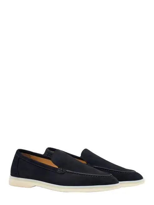 SCAROSSO Ludovica Woven Loafers - Blue Graphite - Suede