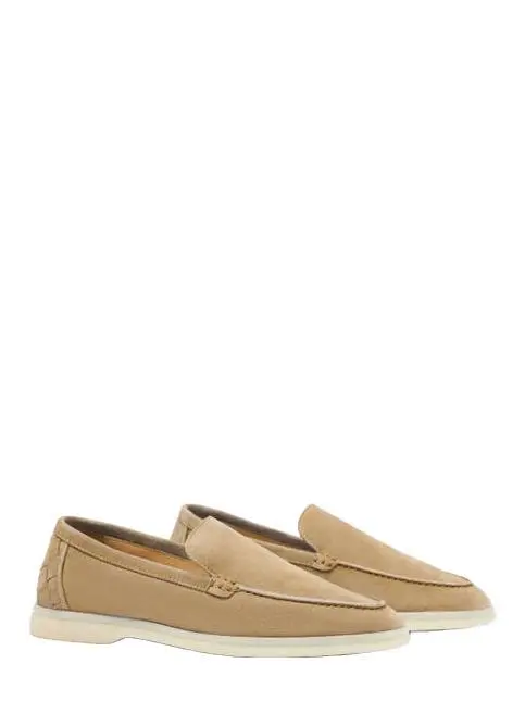 SCAROSSO Ludovica Woven Loafers - Desert Sand - Suede